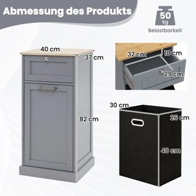 Costway Laundry Cabinet s košem na prádlo a zásuvkou a bambusovým košem
