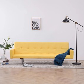 vidaXL 282224 Marketos Sofa Bed with Armrest Yellow Polyester