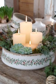 Béžová keramická mísa s cesmínou Holly Christmas Antique – Ø 30*10 cm