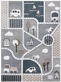 Dywany Łuszczów, Dětský kusový koberec Fun Strade grey, 80x150, šedá, dětský pokoj