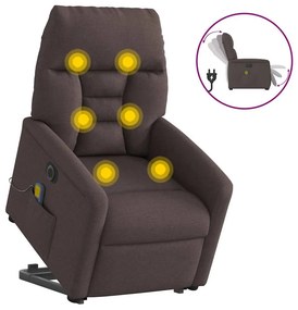Elektrické zvedací masážní polohovací křeslo tmavě hnědé textil 3303067