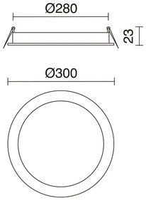 Indeluz 599A-L3124A-01 stropní LED svítidlo do podhledu Gia, kulaté, bílé, 24W, 3000K, 110°, ø30cm, IP23