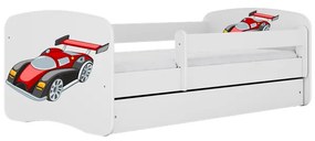 Kocot Kids Dětská postel ZÁVODNÍ AUTO bílá Velikost postele: 140x70, Matrace: S matrací, Šuplík: Bez šuplíku