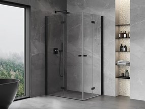 Mexen Mist-F Duo, skládací sprchový kout 95 x 75 cm, čiré sklo, černý profil, 8A6-095L-075P-70-00