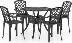 5dílný bistro set litý hliník černý 3070611