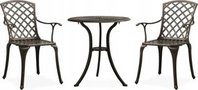 Fionshop 264039588 vidaXL 3dílný bistro set litý hliník bronzový