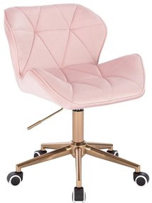 LuxuryForm Židle MILANO VELUR na zlaté podstavě s kolečky - světle růžová