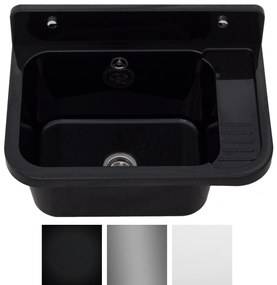 Sink Quality Universe, univerzální plastová výlevka 50x34x31 cm + sifon, 1-komorová, černá, SKQ-KGK50-BK