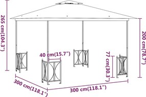 vidaXL Altán s bočními stěnami a dvojitou střechou 3 x 3 m [318540] Barva: antracitová