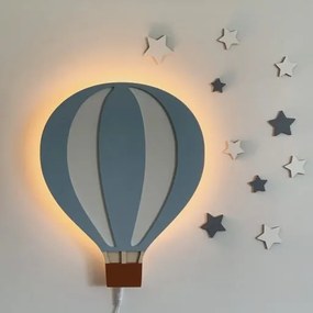 lovel.cz Drevená lampa lietajúci balón - modrý
