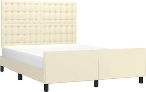 Rám postele s čelem krémový 140x190 cm umělá kůže 3125569