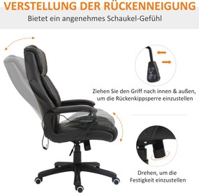 Vinsetto kancelářská židle s masážní funkcí, ergonomická exekutivní židle s vibrační masáží, sklopná funkce, výškově nastavitelná kancelářská otočná …