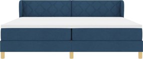 Postel s boxspringem s čelo Modrá 200 x 200 cm textil 3340303