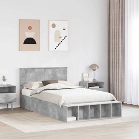Rám postele s čelo Betonově šedá 120 x 190 cm Kompozitní dřevo 3408385