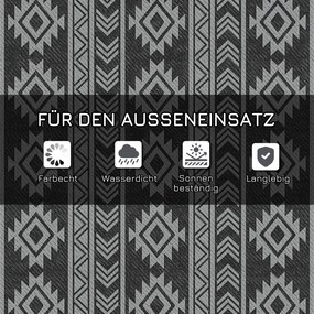 Outsunny Venkovní koberec Outsunny, voděodolný plastový koberec, oboustranný balkonový koberec, na terasu, černý+šedý, 182 x 274 cm | Aosom