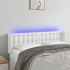 Čelo postele s LED bílé 147 x 16 x 78/88 cm umělá kůže