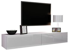 TV stolek Zigo 180, Barva: bílá / bílá lesk