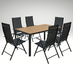 Vikio Zahradní set 150x90 pro 6 osob skládací židle V136-P přírodní