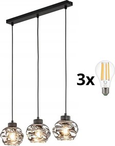 LED Lustr na lanku ZULIA 3xE27/15W/230V černá/kouřová černá