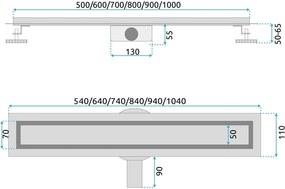 Lineární odtokový žlab Rea Neox Pro 80 cm stříbrný