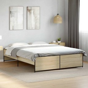 Rám postele dub sonoma 150 x 200 cm kompozitní dřevo a kov 3279883