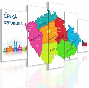 Obraz mapa Česká republika Velikost (šířka x výška): 100x50 cm