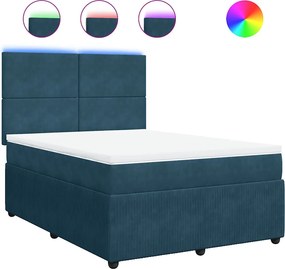 Box spring postel s matrací modrá 140 x 200 cm samet 3294656