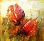 Červené tulipány - 100 x 100 cm