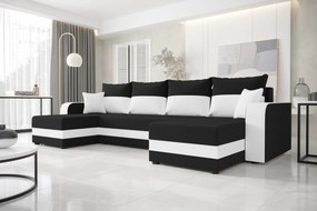 Moderní sedačka do U s opěrkami HORTENZIE - černá / bílá