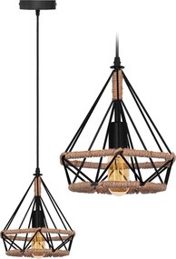 Toolight Toolight, Stropní svítidlo, geometrické, závěsné, loft styl na laně APP678-1CP, černá-hnědá, OSW-05644