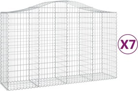 Klenuté gabionové koše 7 ks 200x50x120/140cm pozinkované železo 3145666