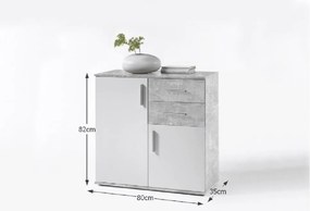 Komoda, bílá/beton, POPPY 4