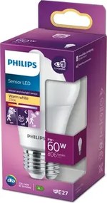 Philips Sensor A60 E27 8W / LED žárovka / matný kryt / teplá bílá / 80