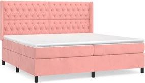 Box spring postel s matrací růžová 200x200 cm samet 3132884