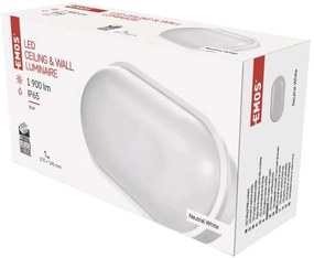Emos lighting LED přisazené svítidlo QARI, oválné bílé 20W neutrální bílá, IP65 1539722010