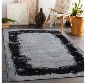 Dywany Łuszczów, Kusový koberec Core A004 Frame black/light grey, 140x190, šedá, chodba / předsíň