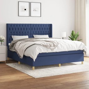 Box spring postel s matrací modrá 180x200 cm textil 3132255
