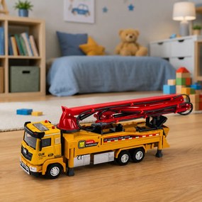 LEAN Toys Nákladní auto s čerpadlem na beton, světla, zvuky, voda, měřítko 1:40