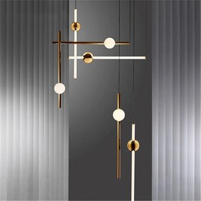 Toolight - LED stropní lampa závěsná 60cm 12W APP475-CP, zlatá-bílá, OSW-00607