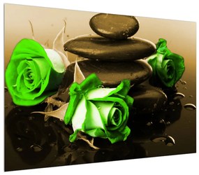 Obraz zelených růží (100x70 cm)