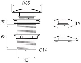 Erga Erga, umyvadlový lahvový sifon + odtoková zátka ClickClack bez přepadu, černá matná, ERG-YKA-BK.SYPOP-14-BLK