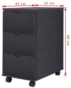 vidaXL Zásuvková skříňka 33 x 45 x 60 cm černá