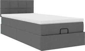 Osmanský rám postele s matrací tmavě šedá 100x200cm textil 3312285