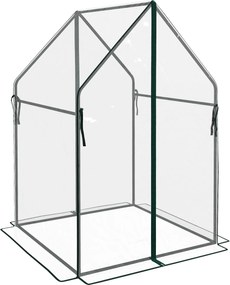 Outsunny Zahradní Skleník Terasový Skleník s 2 Zipovými Dveřmi UV-ochrannými pro Pěstování Rostlin Květin Zeleniny 90x90x145 cm Průhledný | Aosom