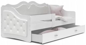 Dětská postel LILI 80x180cm s bílou konstrukcí a s bílým čalouněním