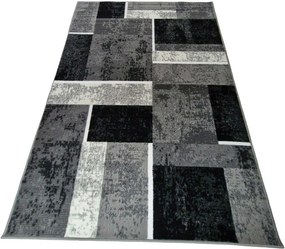HU Šedý geometrický koberec s kostkovaným vzorem ve tvaru obdélníku NEW IDEA 90311-0433 Rozměr: 50x80 cm