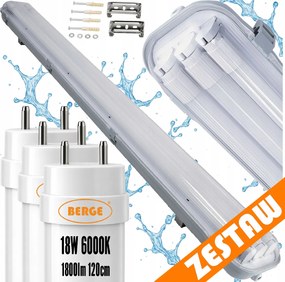 LED hermetické svítidlo 120cm 54W 5400lm 6000K + 3x prémiové LED trubice