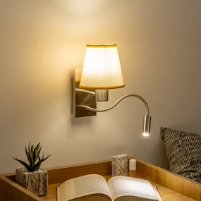 Brilagi - LED Nástěnná lampa NUBILA 1xE27/25W/230V+LED/3W chrom/světle hnědá