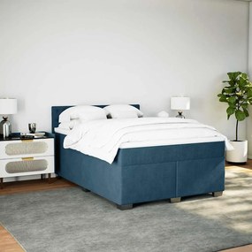 Box spring postel s matrací modrá 160 x 200 cm samet 3286370