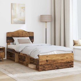 Rám postele s čelo Staré dřevo 75 x 190 cm Masivní borové dřevo 3412968
